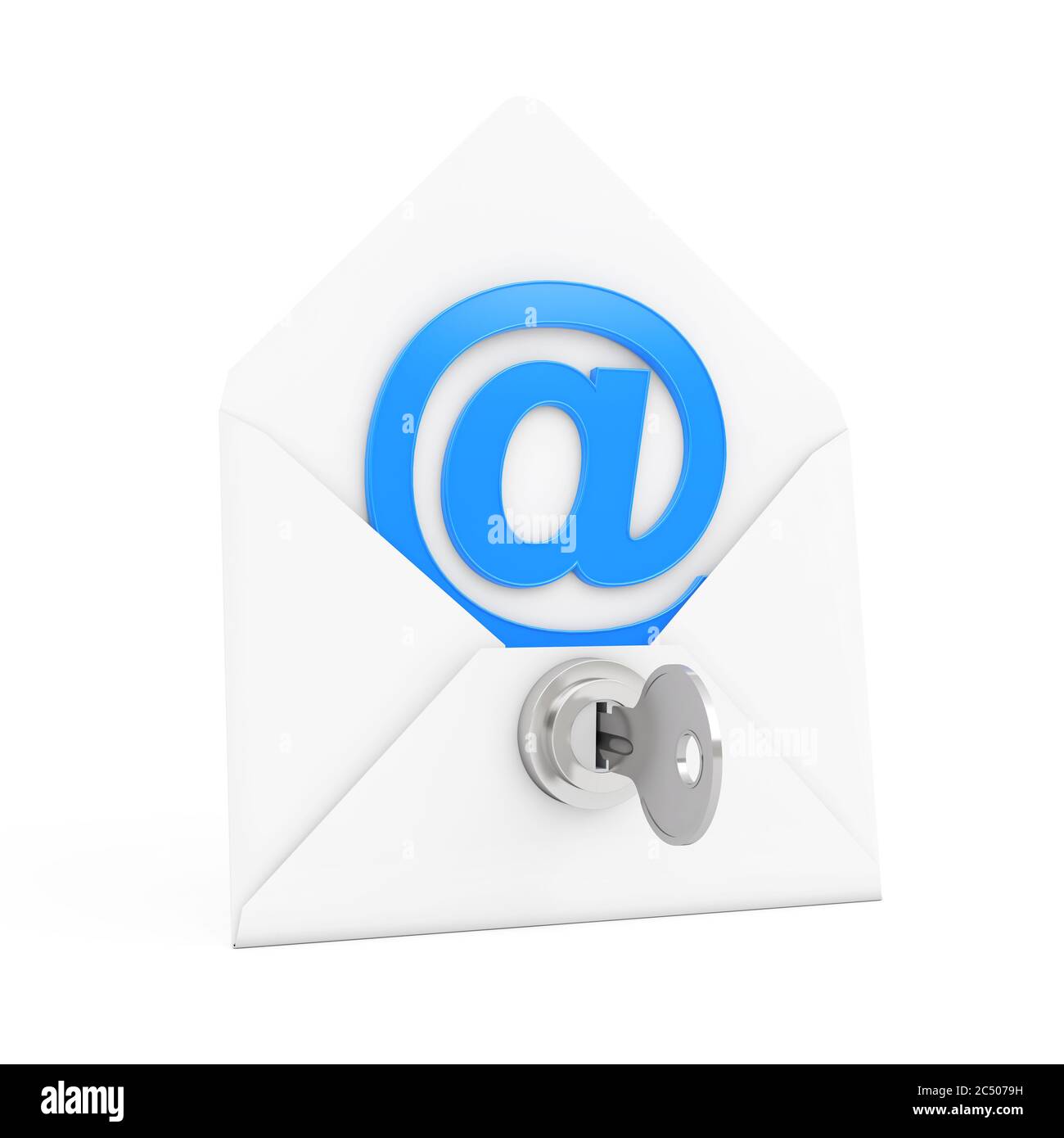 Security Concept. E-mail Sign in Envelope with Key and Keylock on a ...
