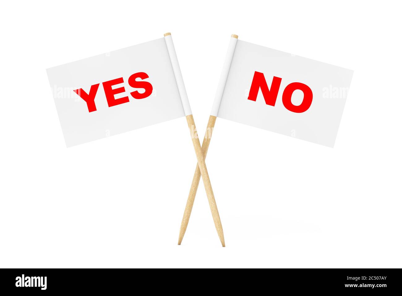 Mini Paper Pointer Flags with Yes and No Signs on a white background ...