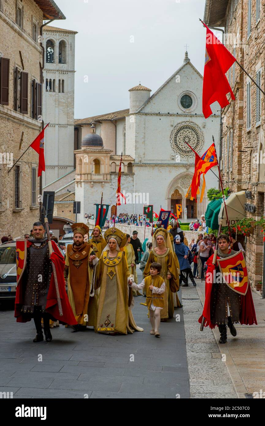 People in medieval costumes in a procession for the Festa di ...