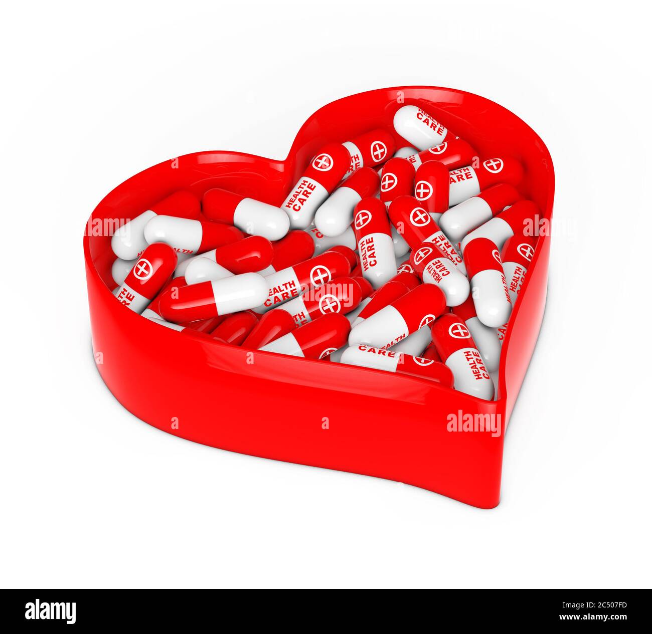 Red Heart Box with Medical Pills on a white background. 3d Rendering ...