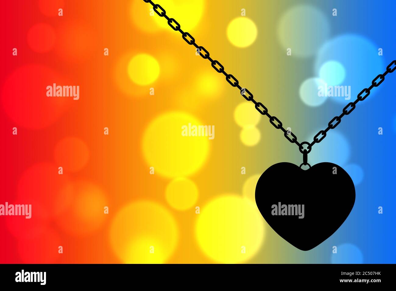 Heart Medallion on chain on an abstract background as backlight. 3d ...