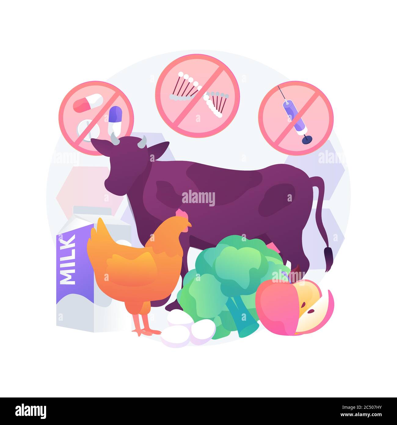 Free from antibiotics hormones GMO foods abstract concept vector illustration Stock Vector Image ...