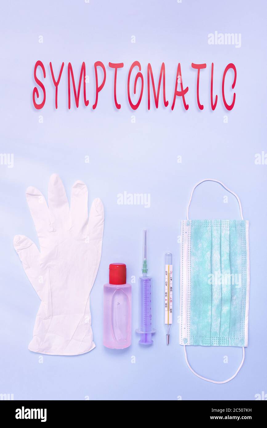 Writing note showing Symptomatic. Business concept for serving as ...