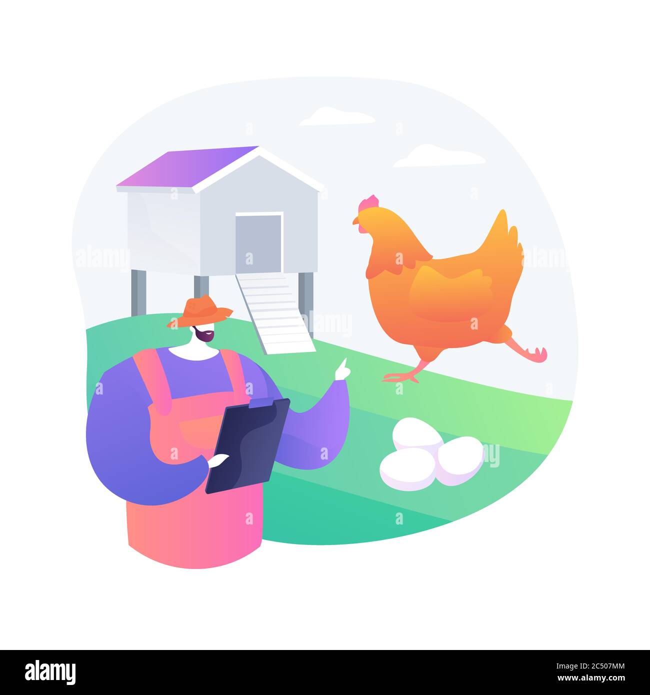 Free run chicken and eggs abstract concept vector illustration Stock ...
