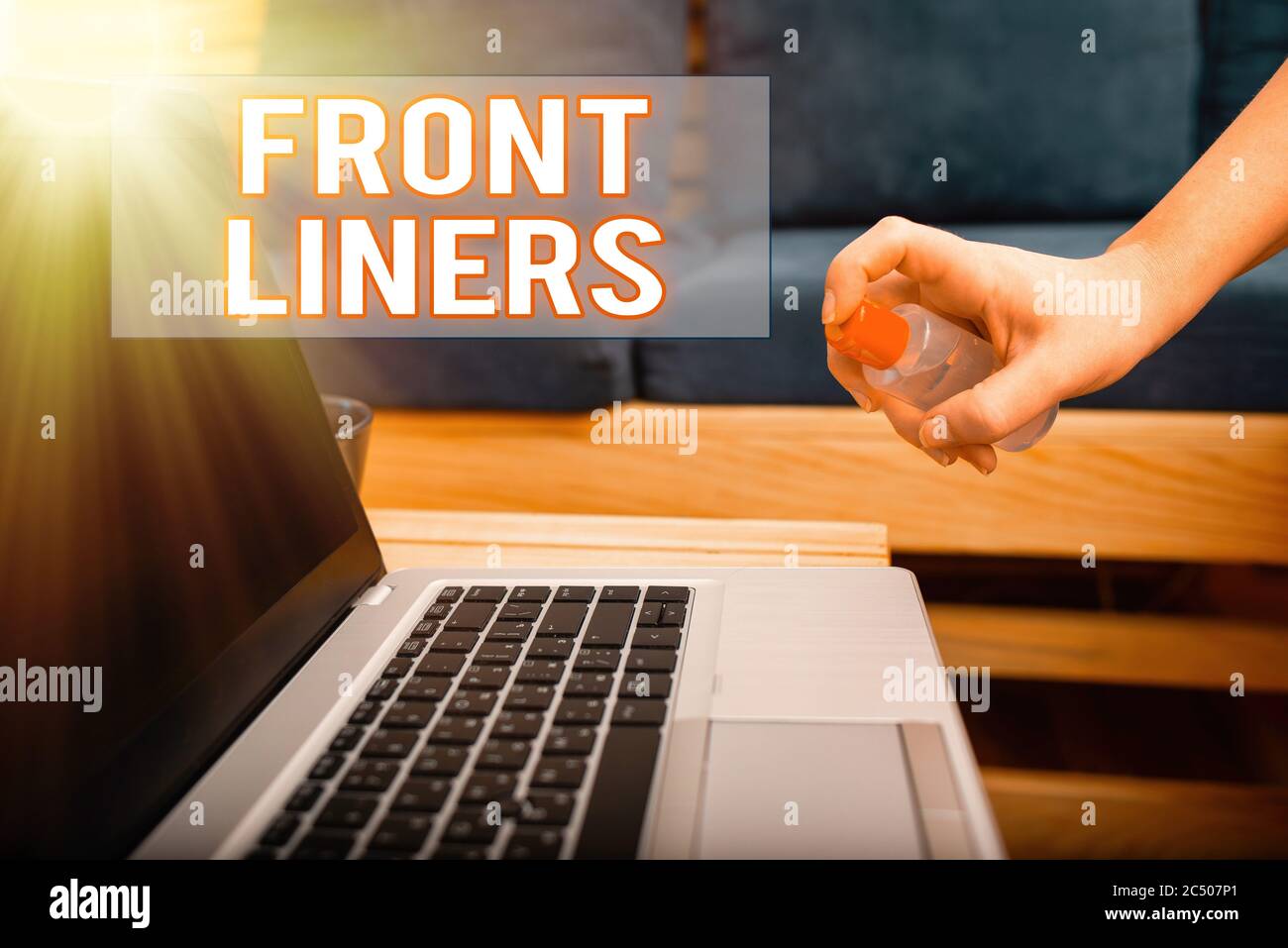 Conceptual hand writing showing Frontliners. Concept meaning most ...