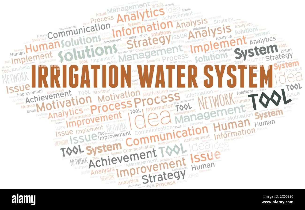 Irrigation Water System typography vector word cloud. Wordcloud collage ...
