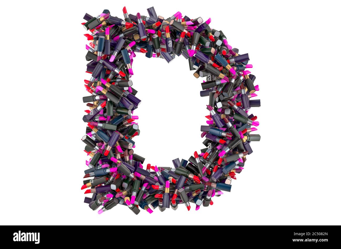 VRimg File Letter D from colored lipsticks, 3D rendering isolated on ...