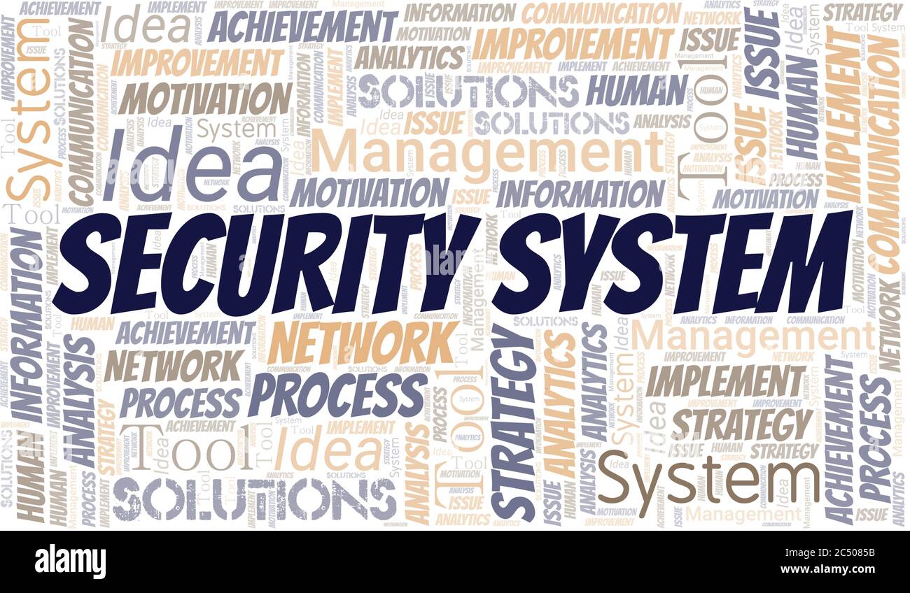 Security System typography vector word cloud. Wordcloud collage made ...