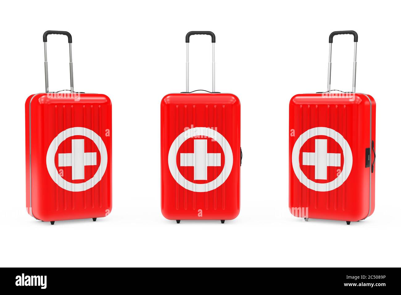First Aid Kit Suitcases on a white background. 3d Rendering Stock Photo ...