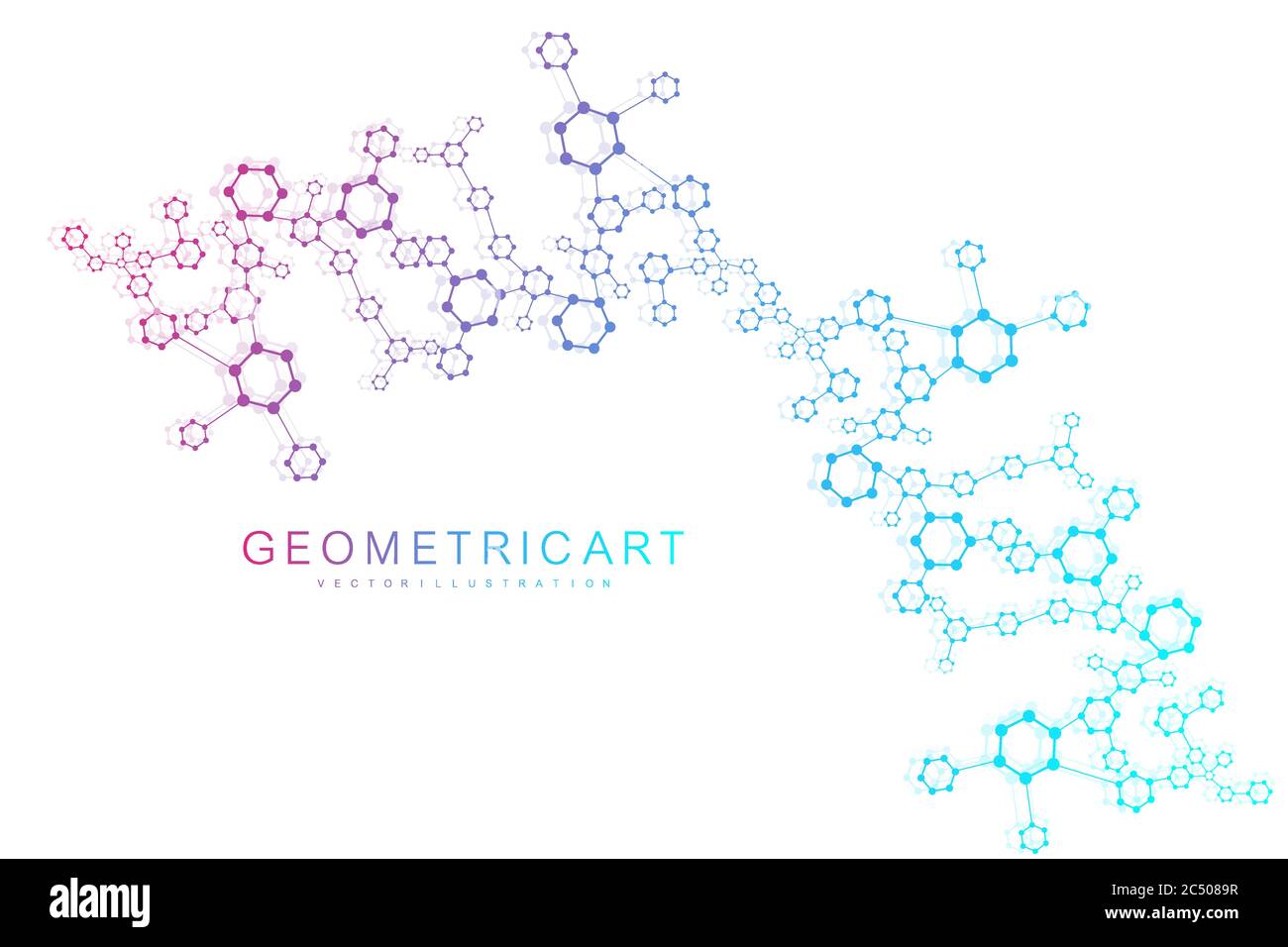 Science network pattern, connecting lines and dots. Technology hexagons structure or molecular ...