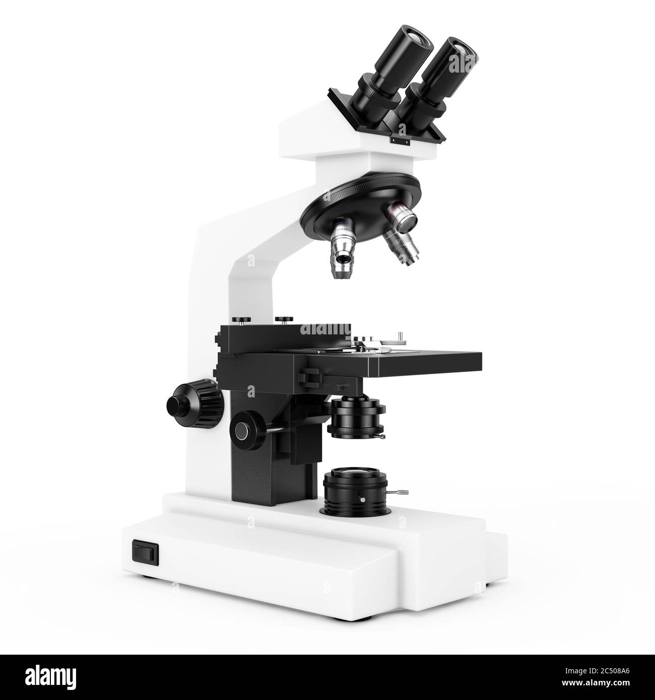 Modern Laboratory Microscope on a white background. 3d Rendering Stock ...