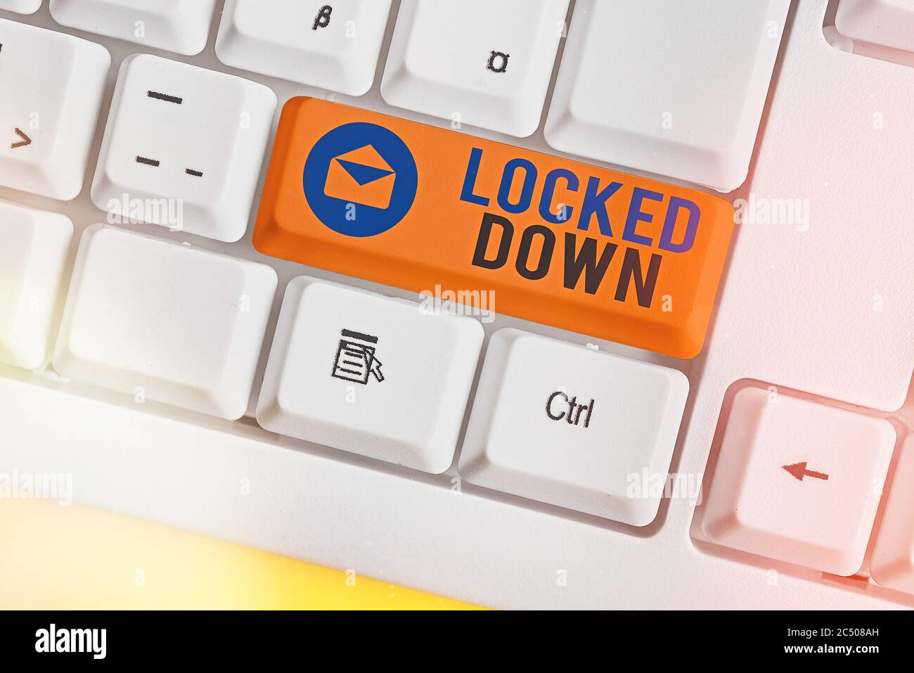 Text sign showing Locked Down. Business photo text emergency measure ...