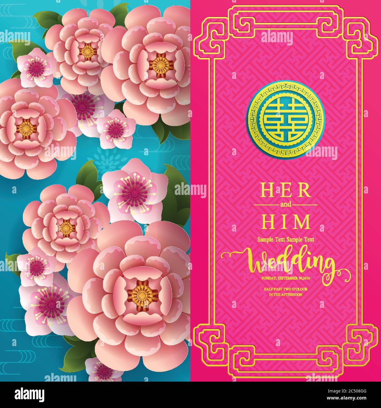 chinese oriental wedding Invitation card templates with beautiful ...