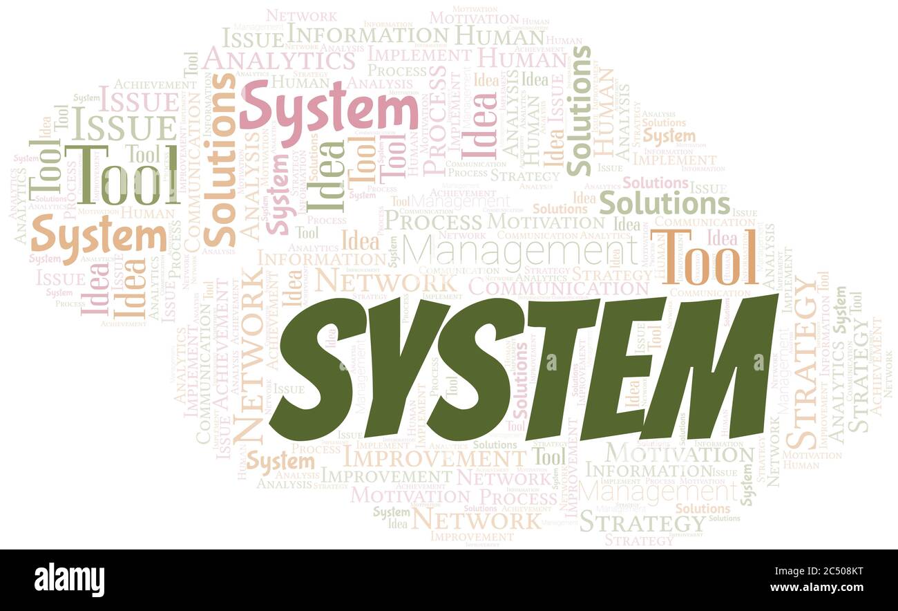 System typography vector word cloud. Wordcloud collage made with the ...