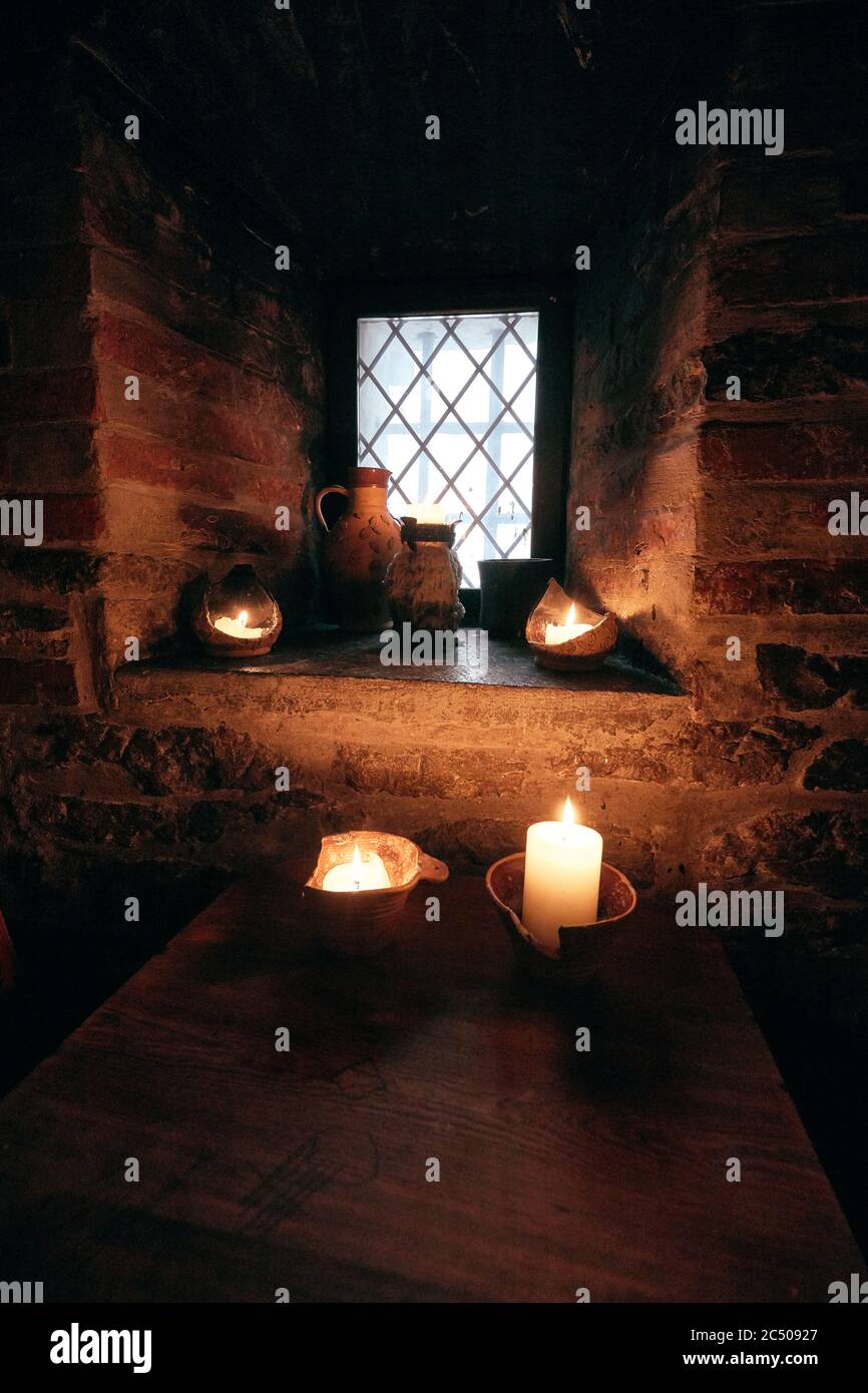authentic medieval tavern. interior Stock Photo - Alamy