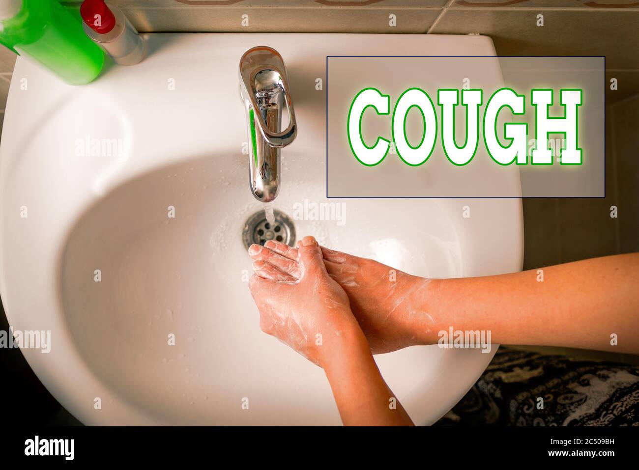 Writing note showing Cough. Business concept for sudden expulsion of ...