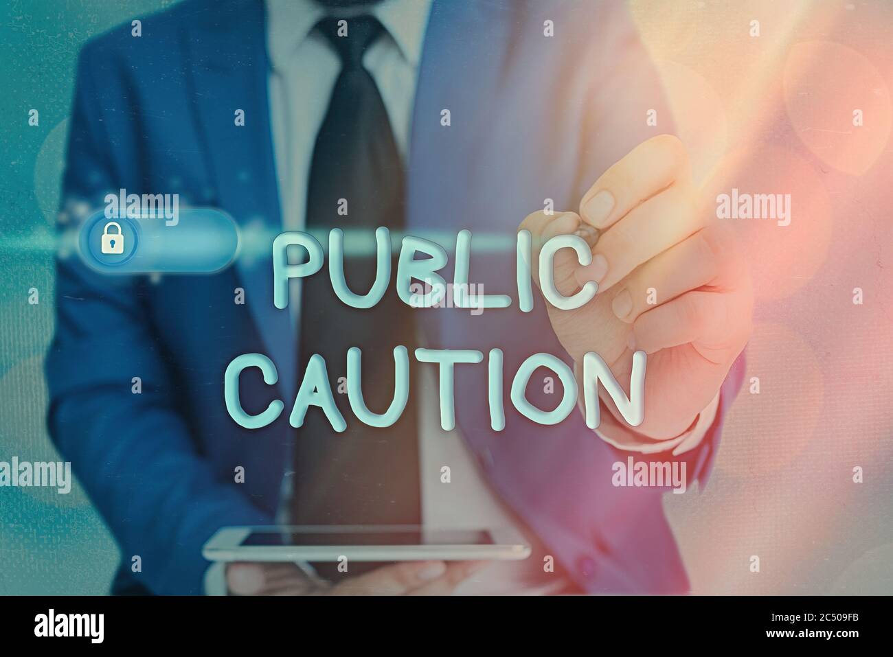Writing note showing Public Caution. Business concept for formal ...