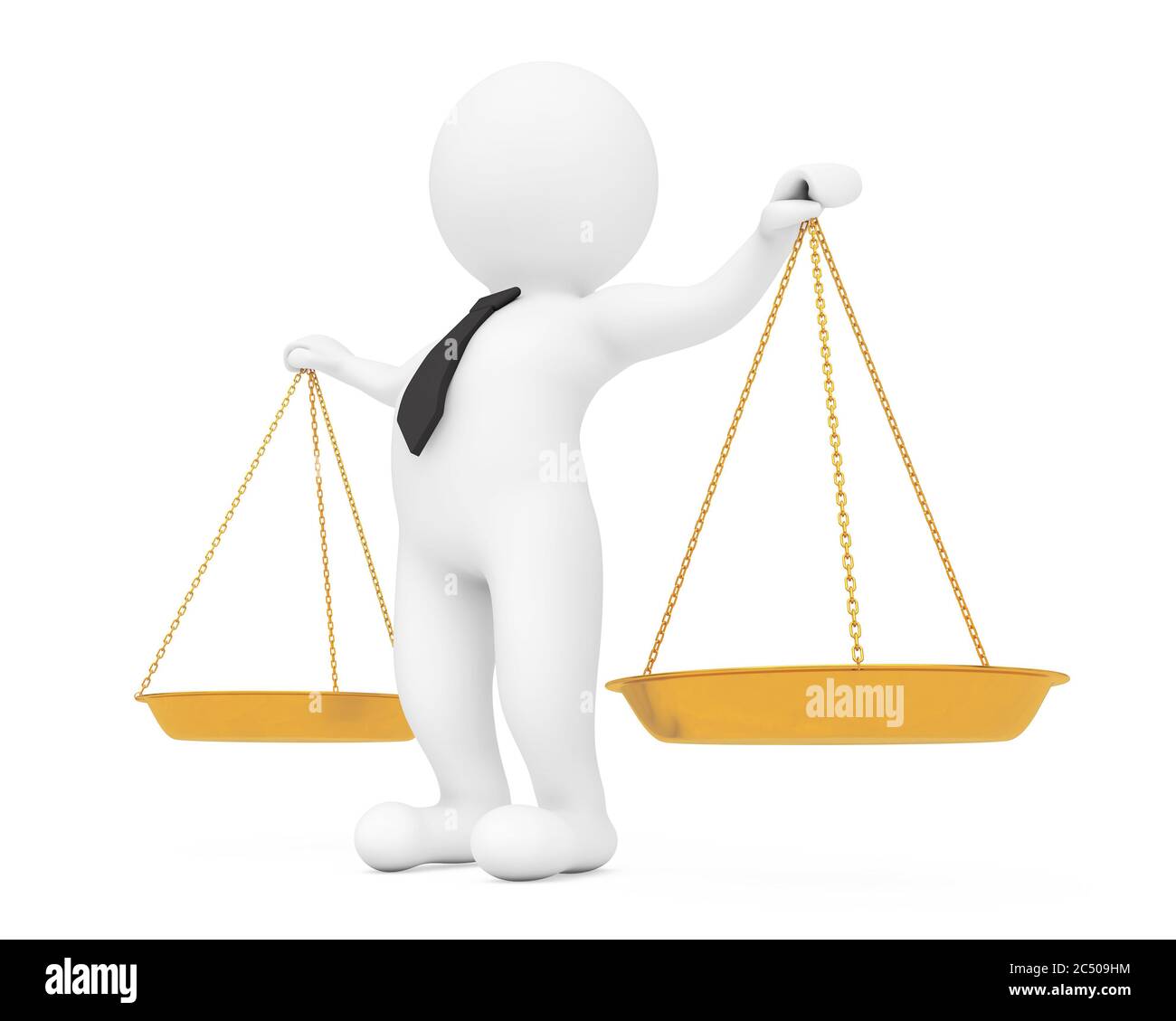 3d Person Holding Classical Golden Scales in Hands on a white ...