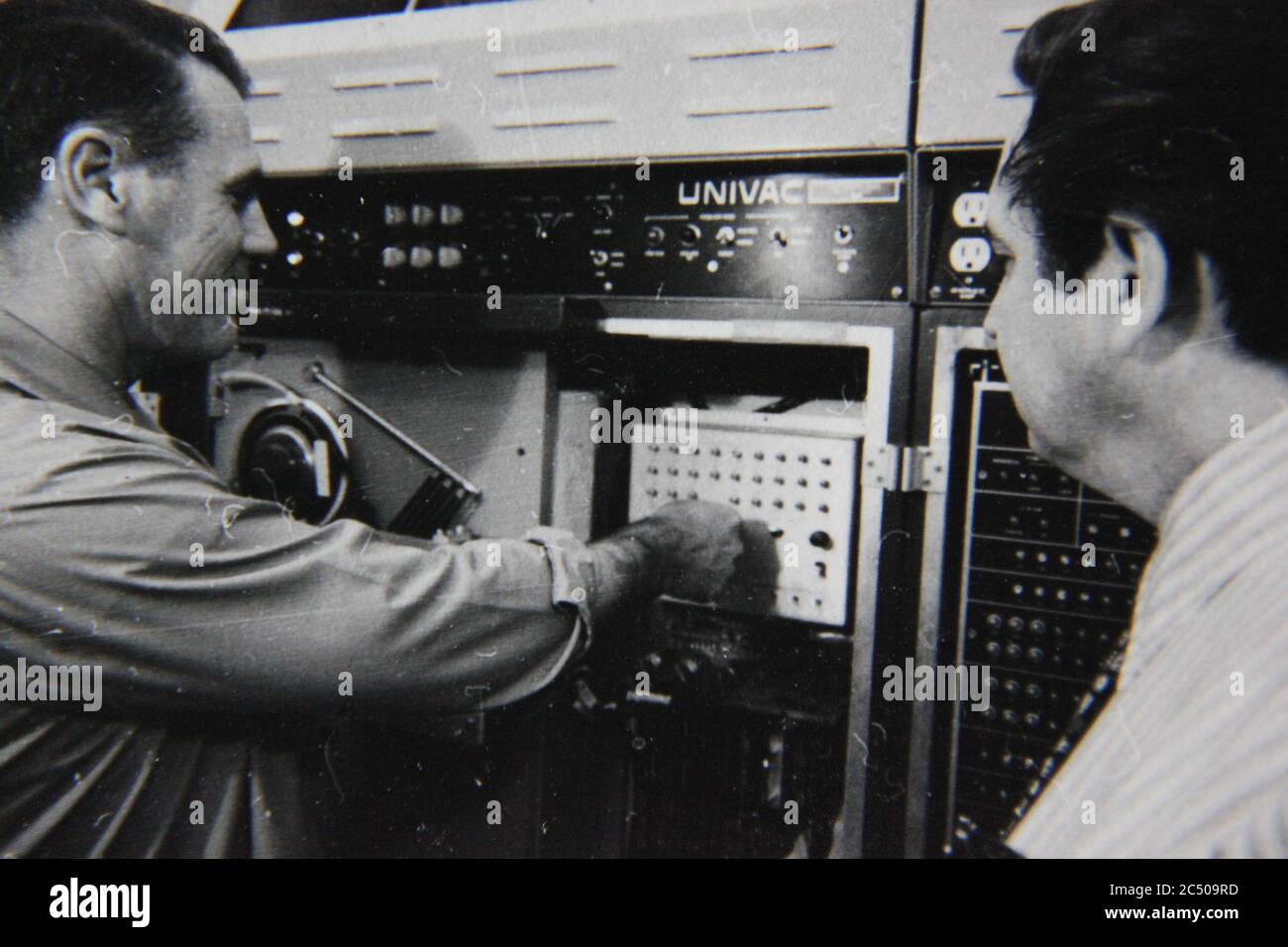 Fine 70s vintage black and white photography of two men discussing ...