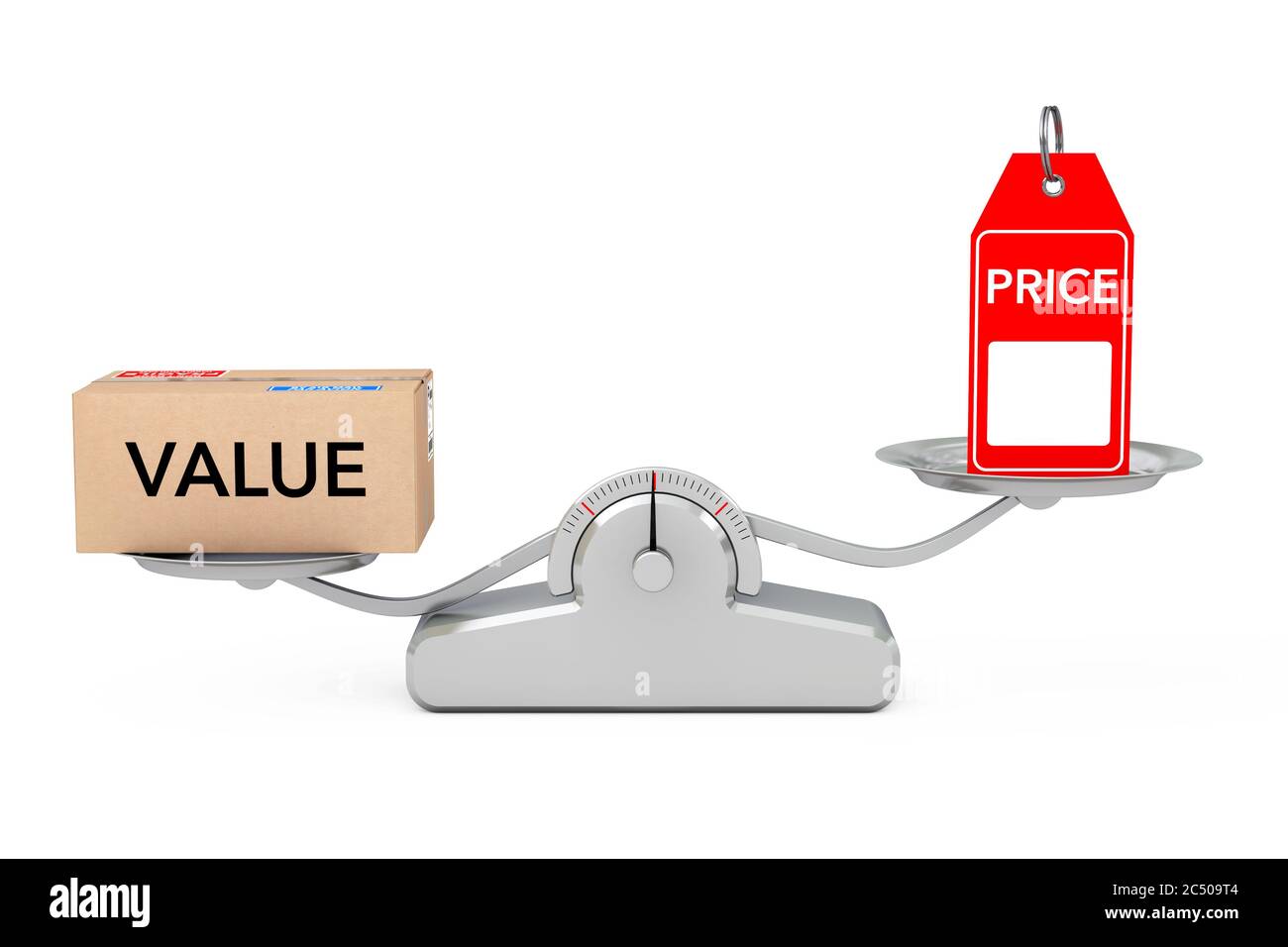 Price Tag with Value Box Balancing on a Simple Weighting Scale on a ...