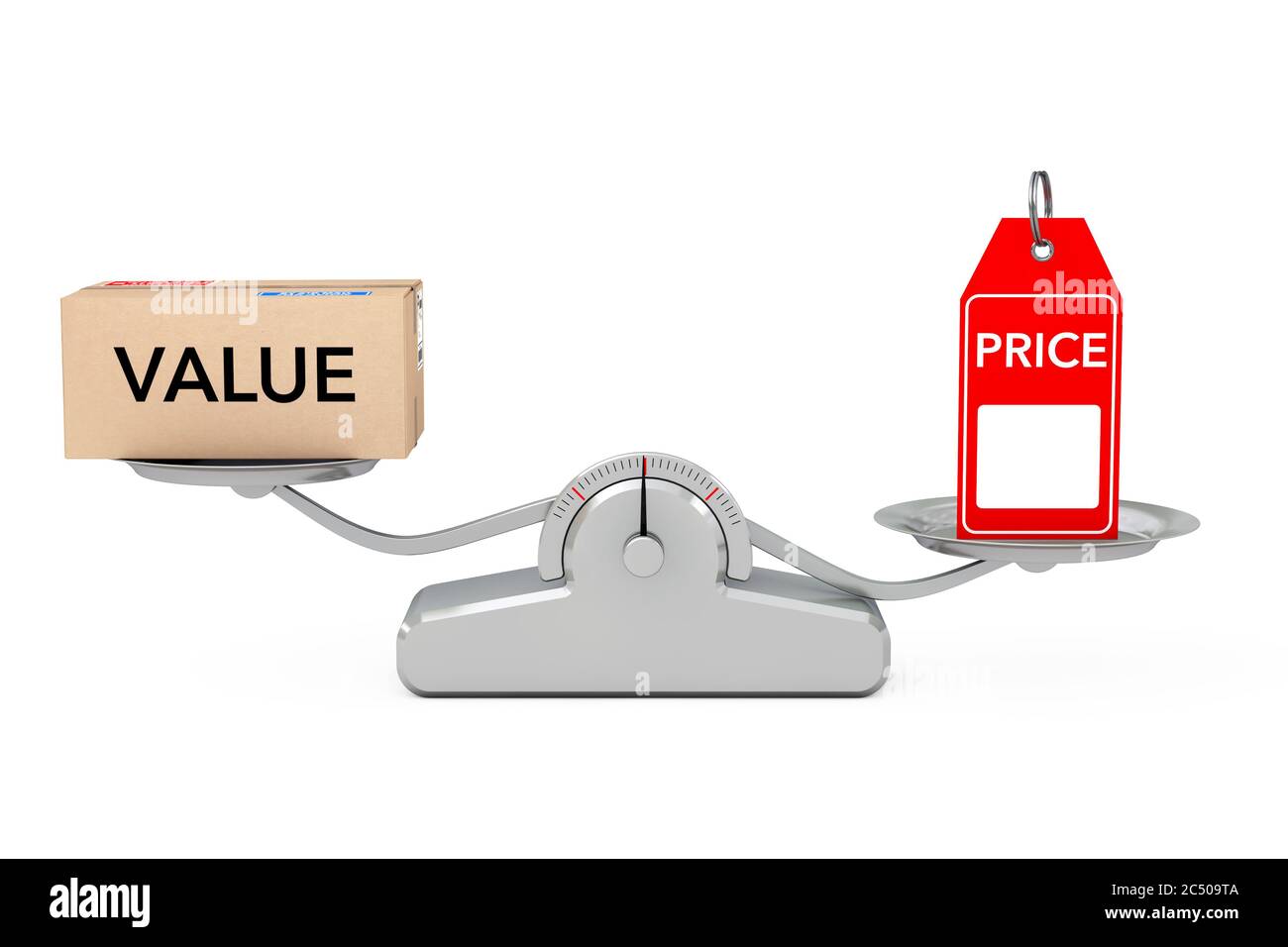 Price Tag with Value Box Balancing on a Simple Weighting Scale on a ...