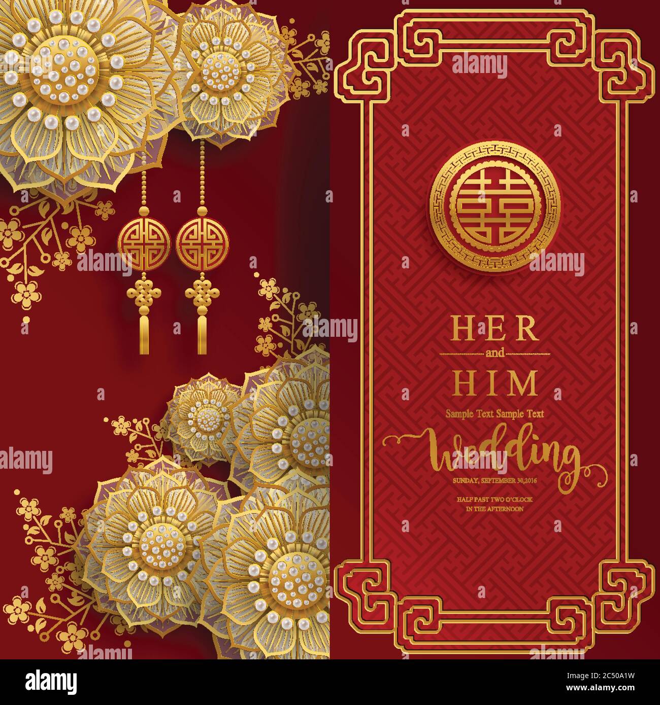 chinese oriental wedding Invitation card templates with beautiful ...