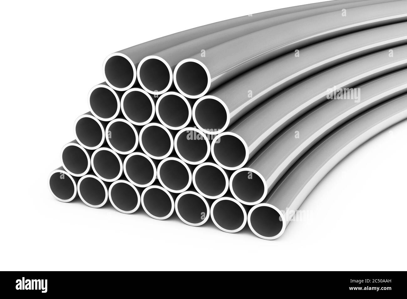 Shiny Metal Tubes on a white background. 3d Rendering Stock Photo - Alamy