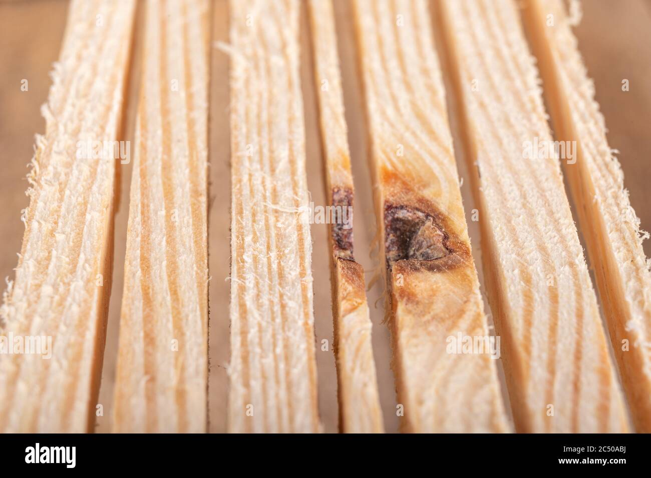 Raw board cut with a circular saw. Material prepared for work in the ...