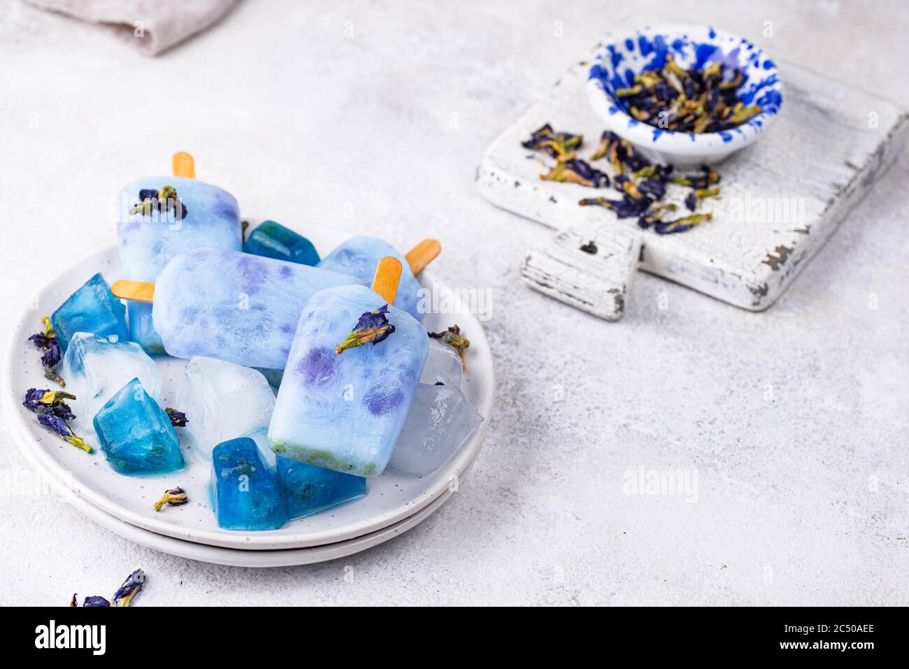 Blue ice cream popsicle from Butterfly pea Stock Photo - Alamy