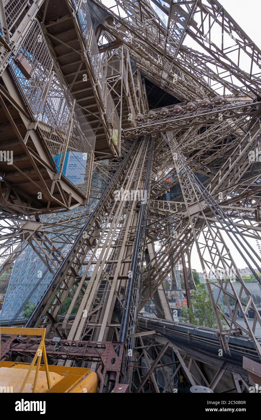 Paris, France - 25 06 2020: View of Eiffel Tower from the inside Stock ...
