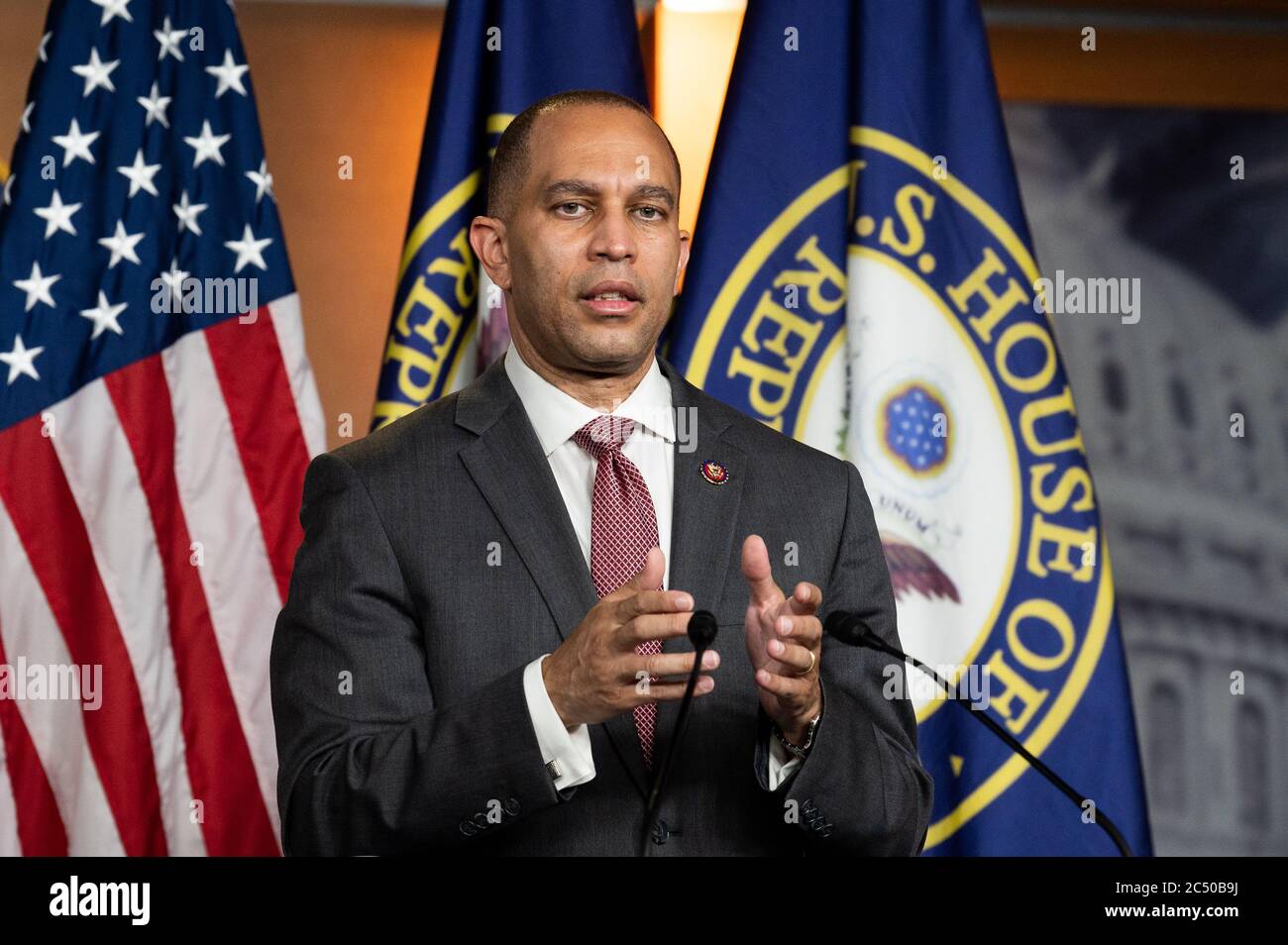 U.S. Representative Hakeem Jeffries (D-NY) speaking at a Democratic ...