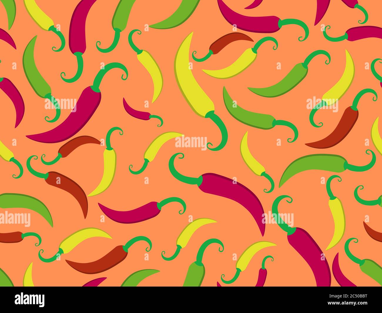 Chili pepper seamless pattern. Spicy spice for dishes. Background for ...