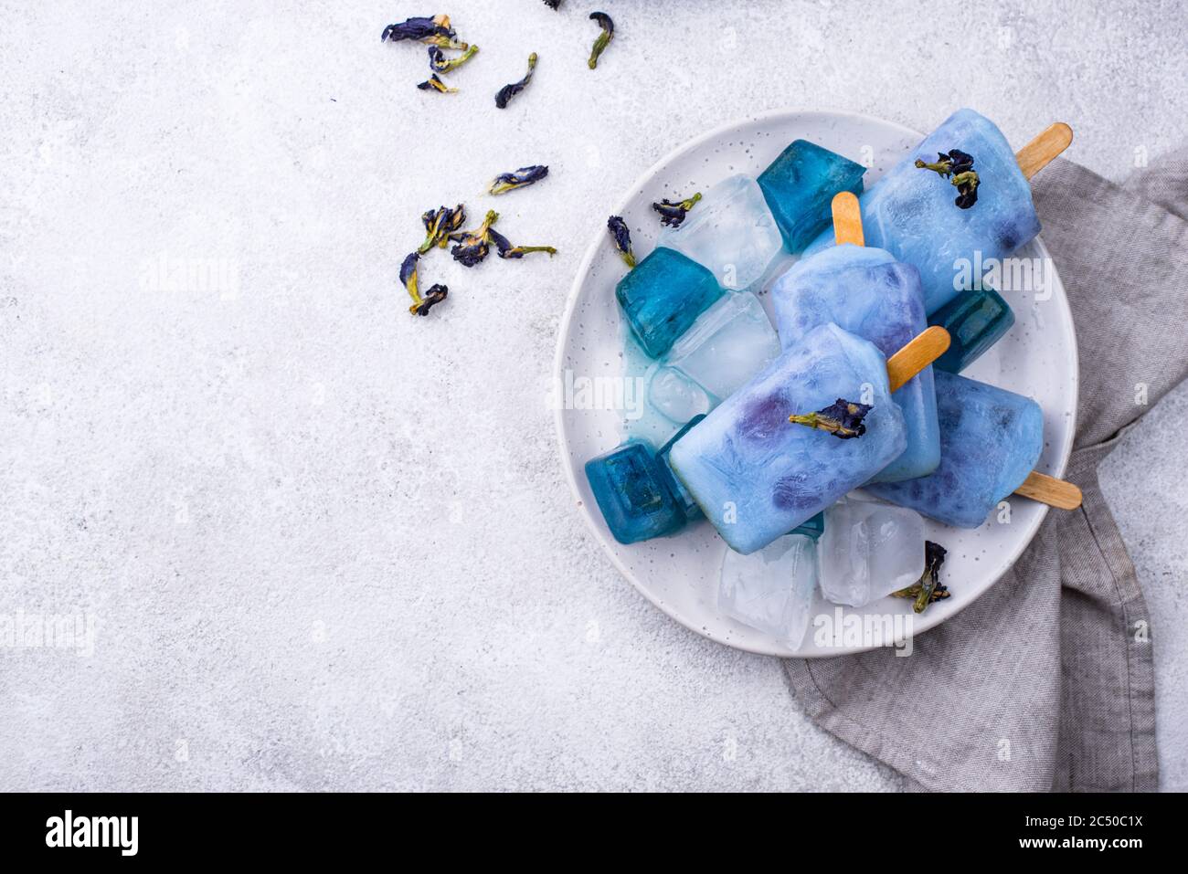 Blue ice cream popsicle from Butterfly pea Stock Photo - Alamy