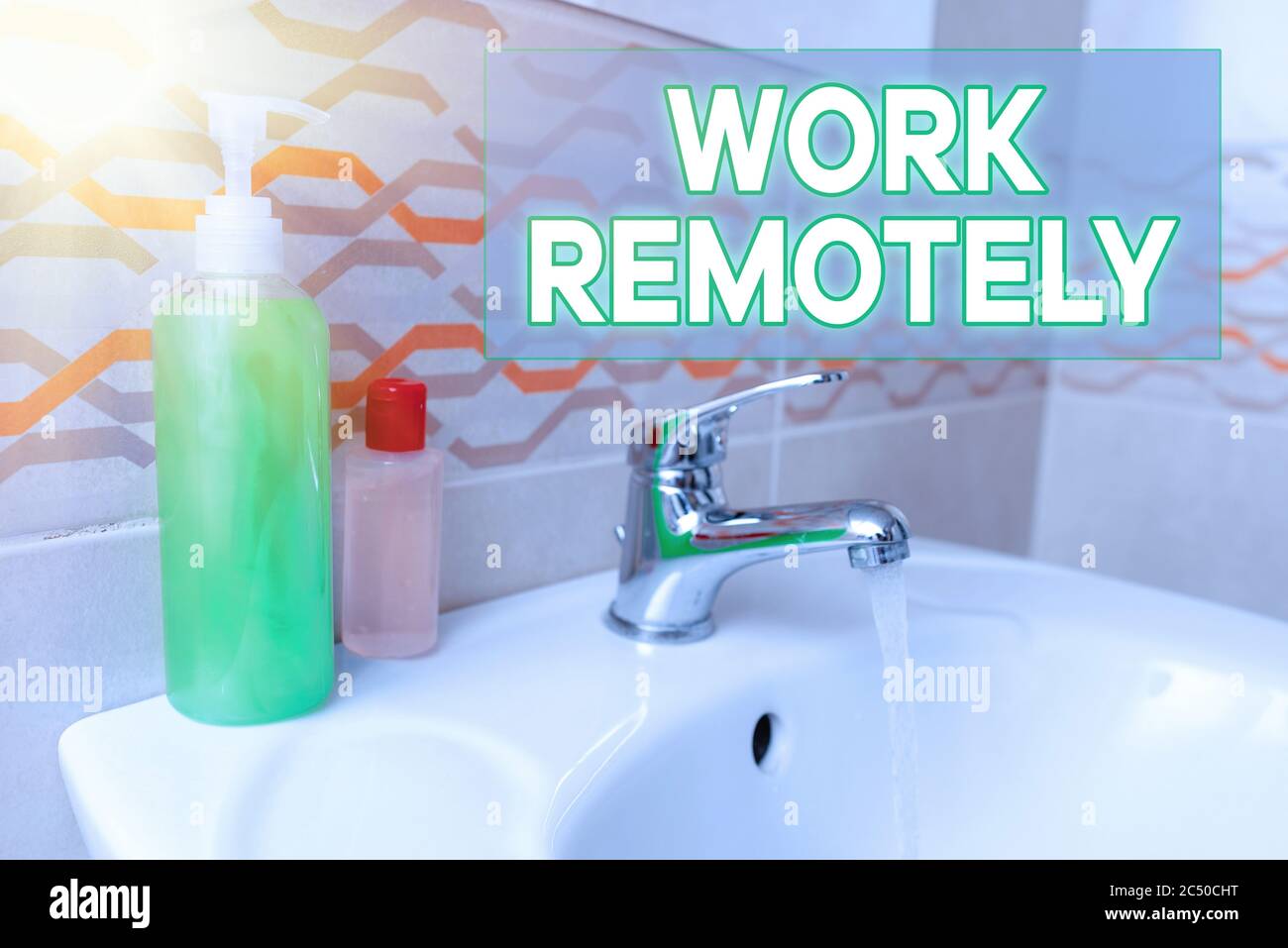 Text sign showing Work Remotely. Business photo text fresh working ...