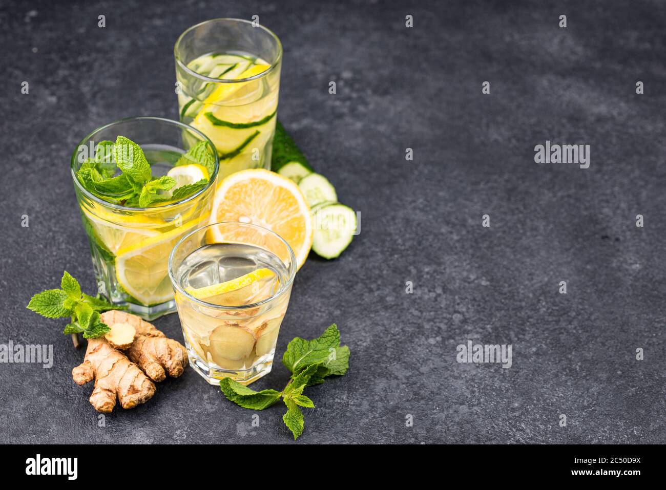 Set of various healthy detox water Stock Photo - Alamy