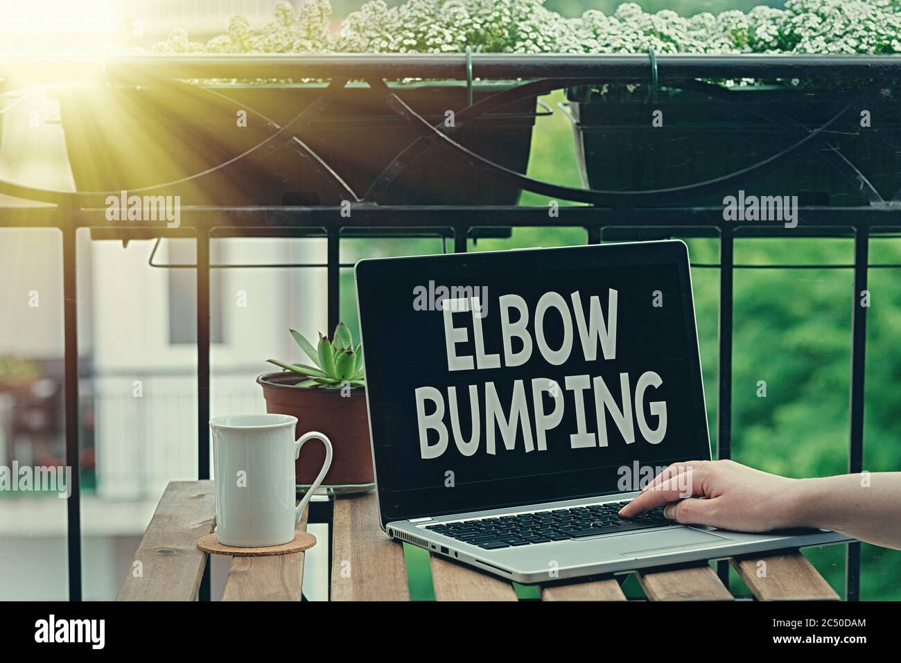 Handwriting text writing Elbow Bumping. Conceptual photo newlytrended ...