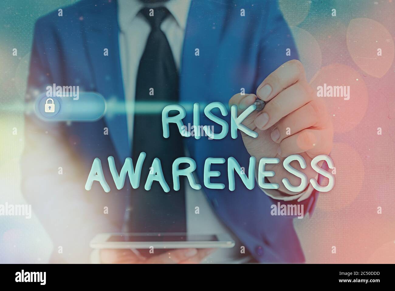 Writing note showing Risk Awareness. Business concept for recognizing ...