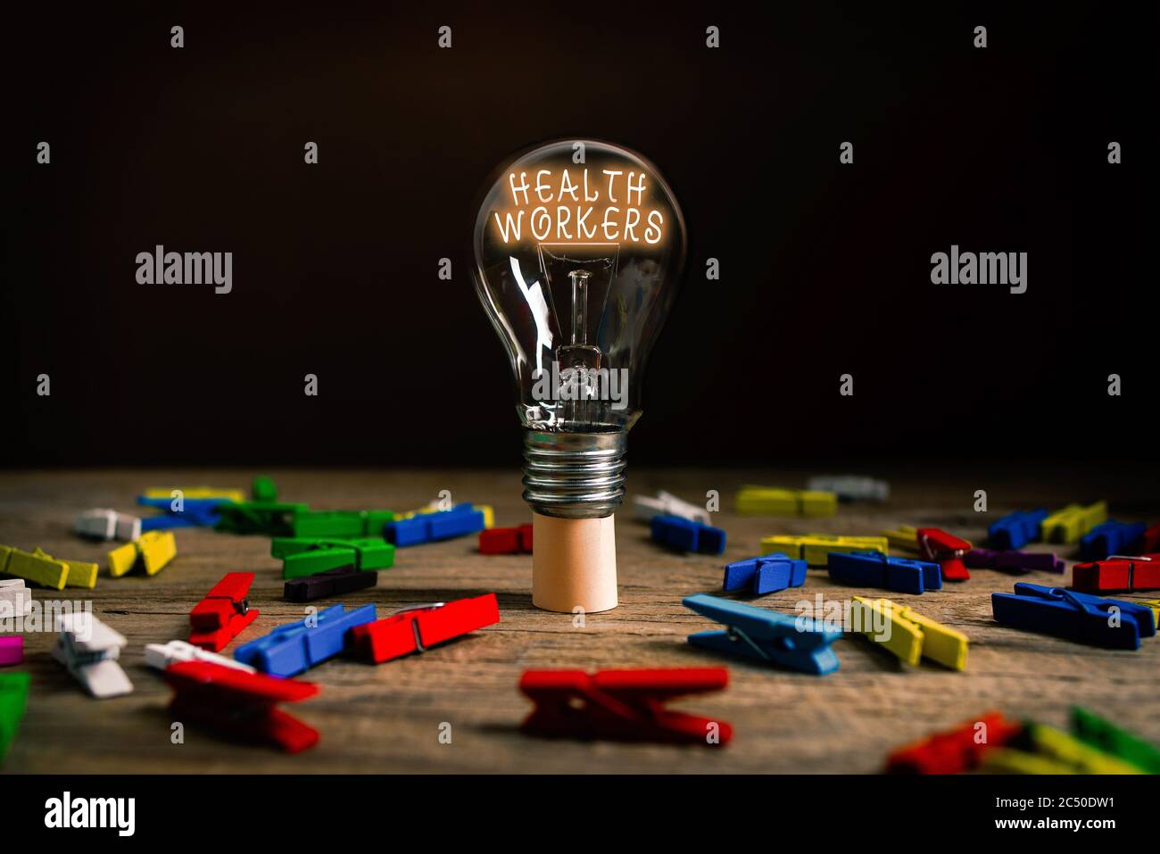 Text sign showing Health Workers. Business photo text showing whose job ...