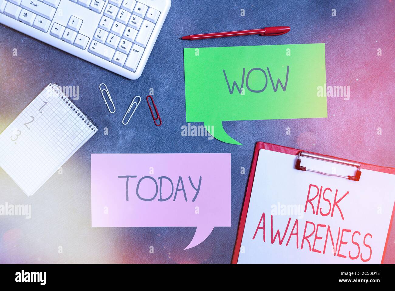 Writing note showing Risk Awareness. Business concept for recognizing ...