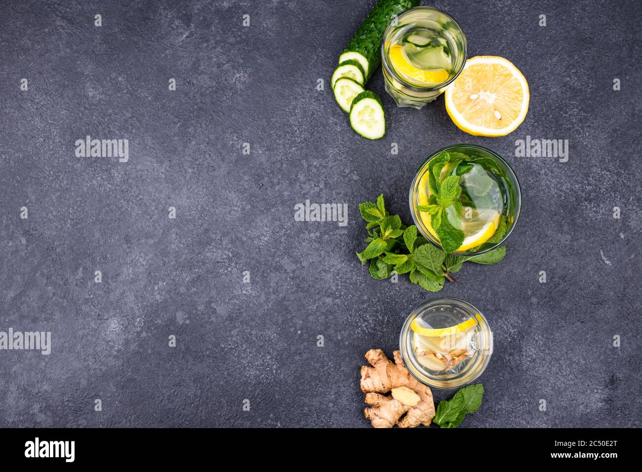 Set of various healthy detox water Stock Photo - Alamy