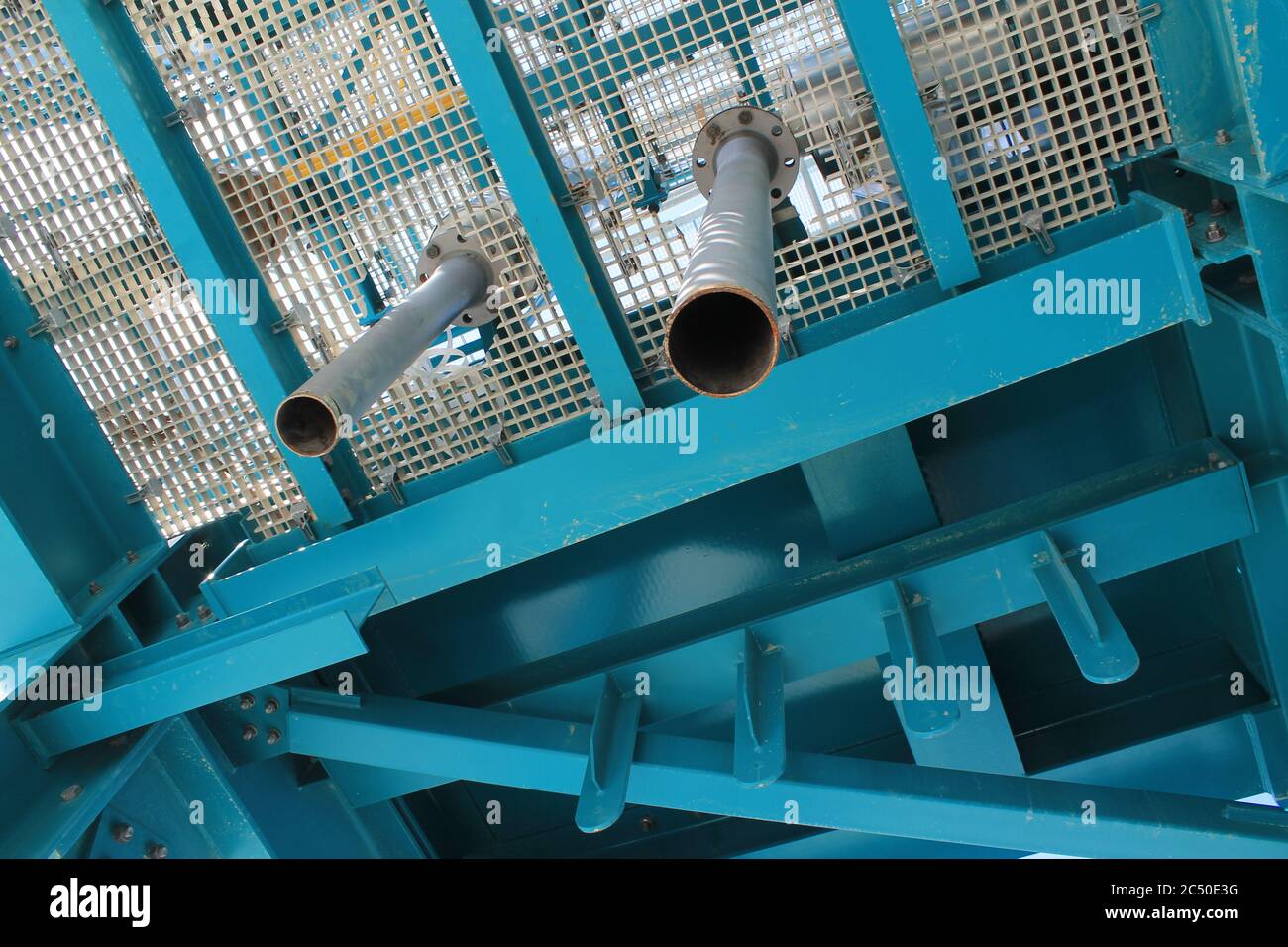Oil pipes in a petrochemical plant during the production of oil and gas ...