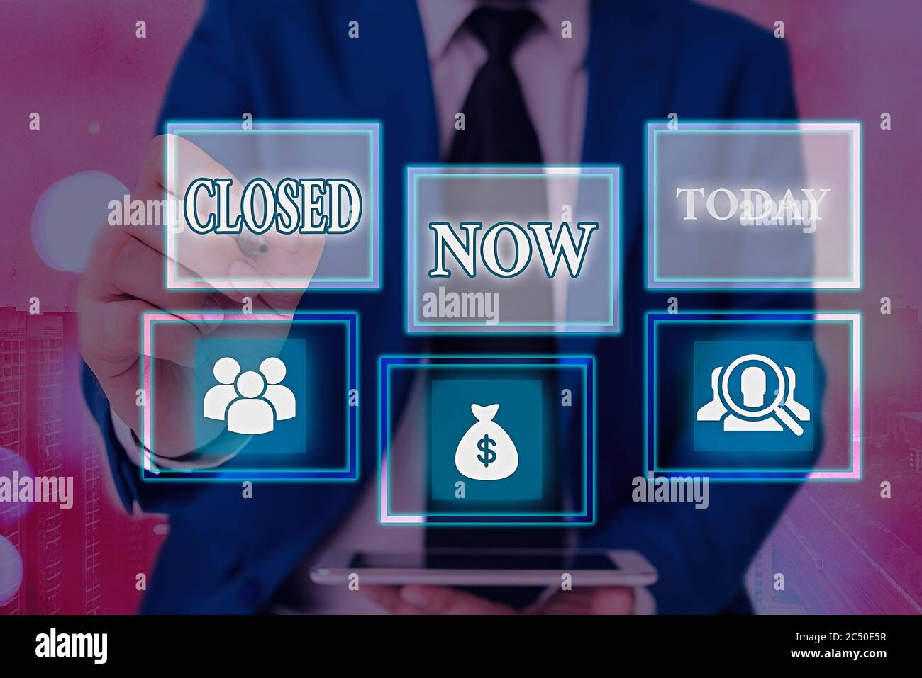 Conceptual hand writing showing Closed Now. Concept meaning of a ...