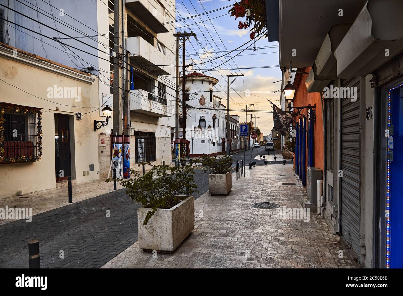 Street view of old town. Colonial Architecture Detail. Typical colonial ...