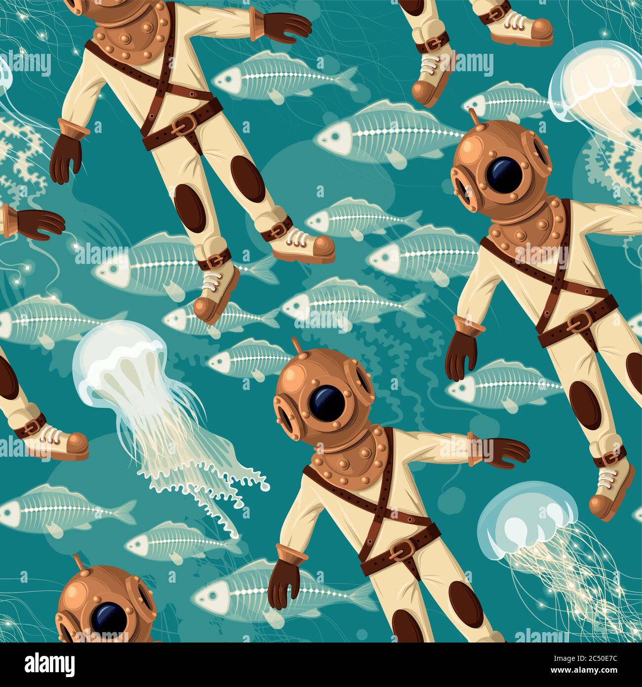 Diver and fish underwater Stock Vector Images - Alamy