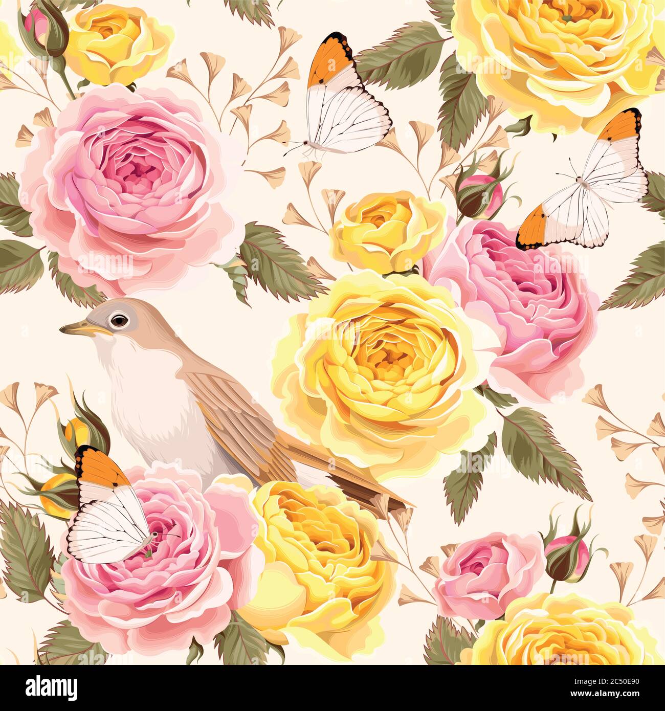 English roses and birds seamless Stock Vector Image & Art - Alamy