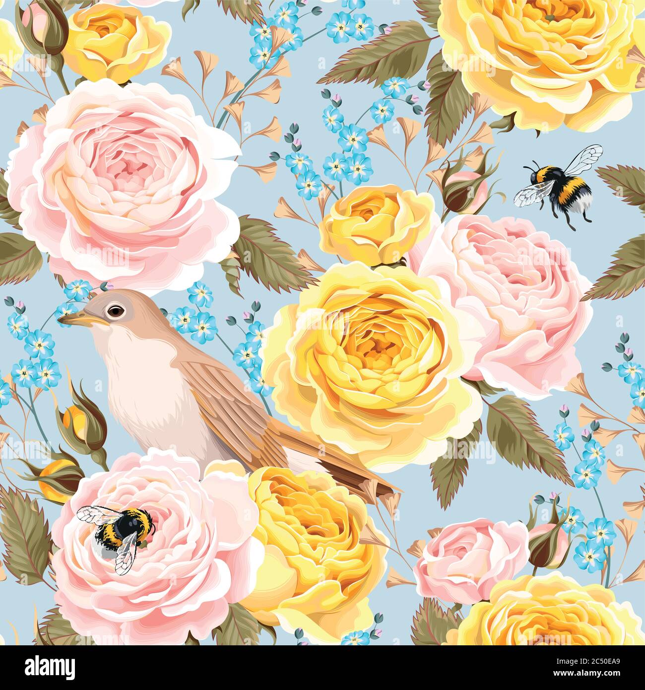 English roses and birds seamless Stock Vector Image & Art - Alamy