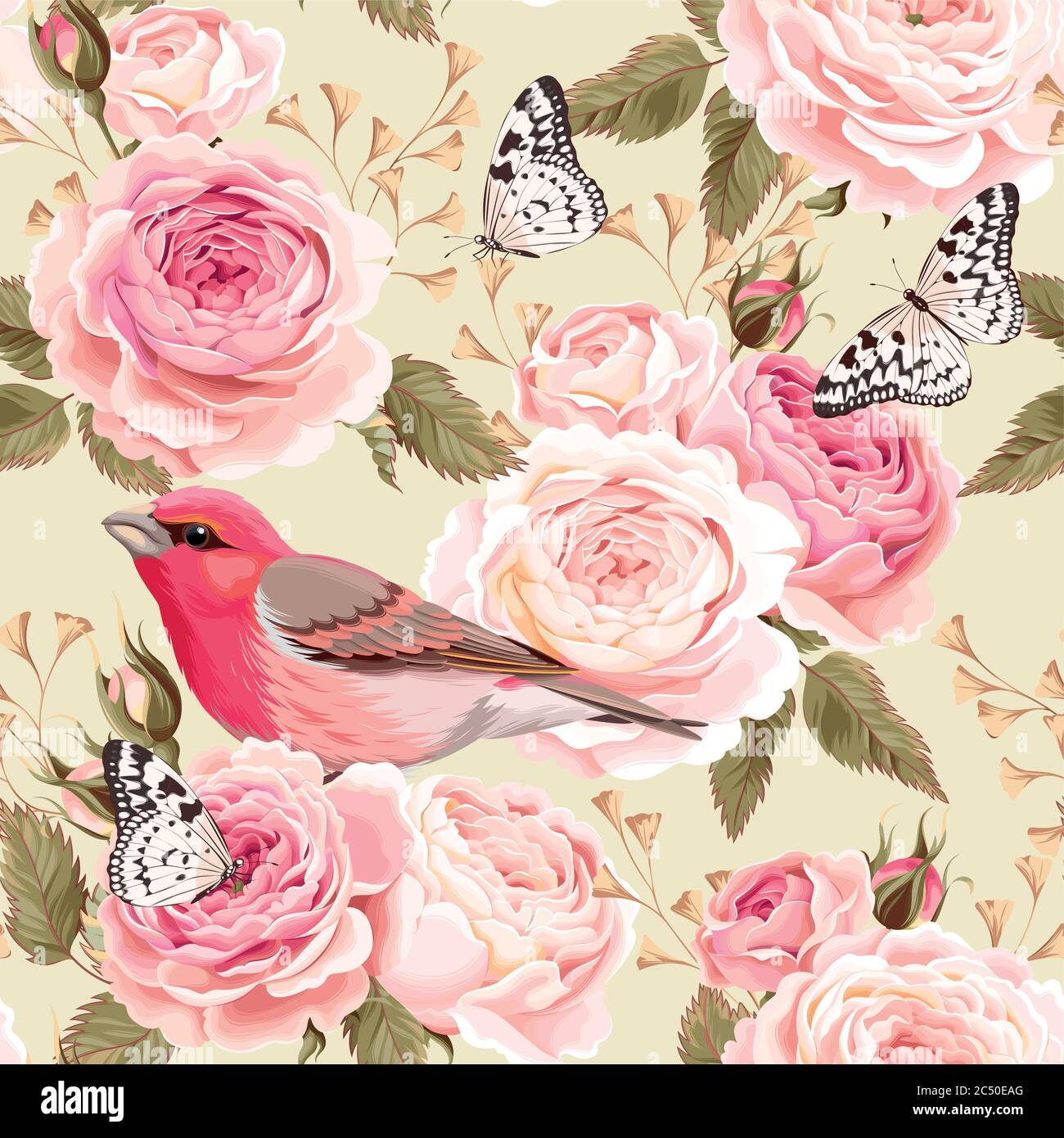 English roses and birds seamless Stock Vector Image & Art - Alamy