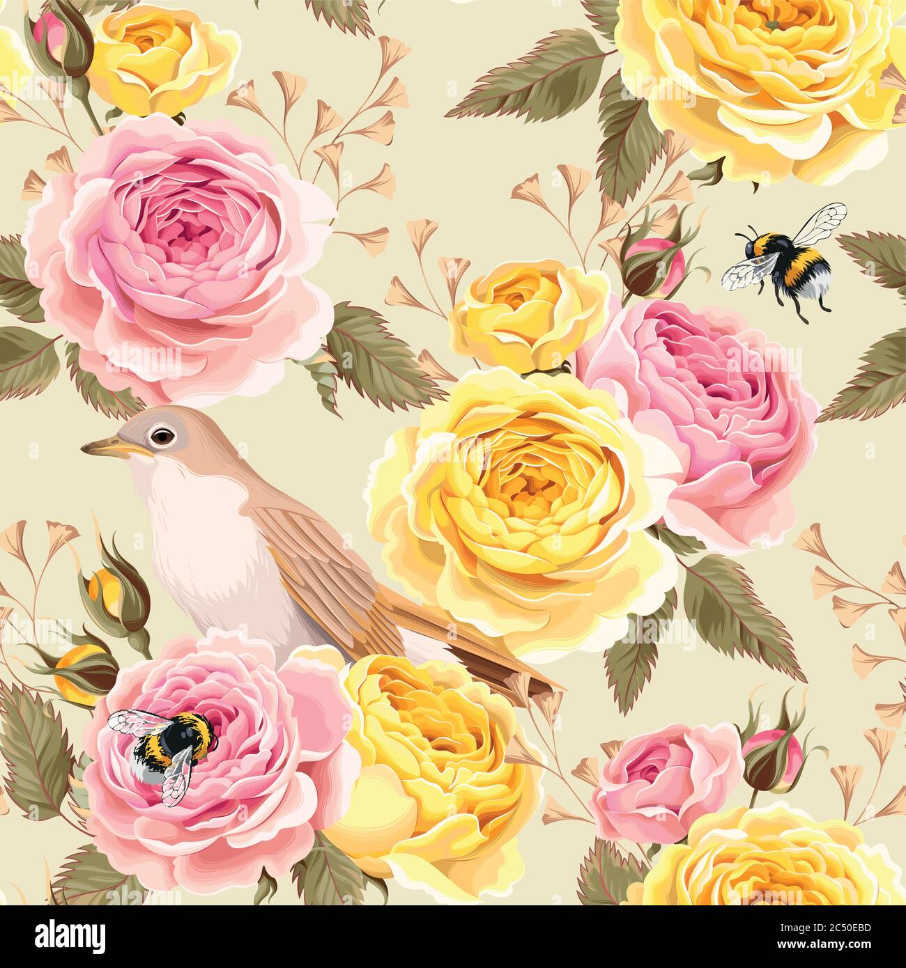 English roses and birds seamless Stock Vector Image & Art - Alamy