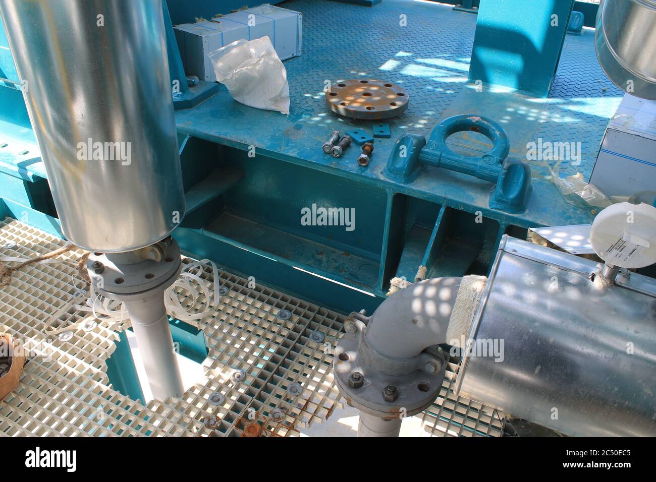 Oil pipes in a petrochemical plant during the production of oil and gas ...