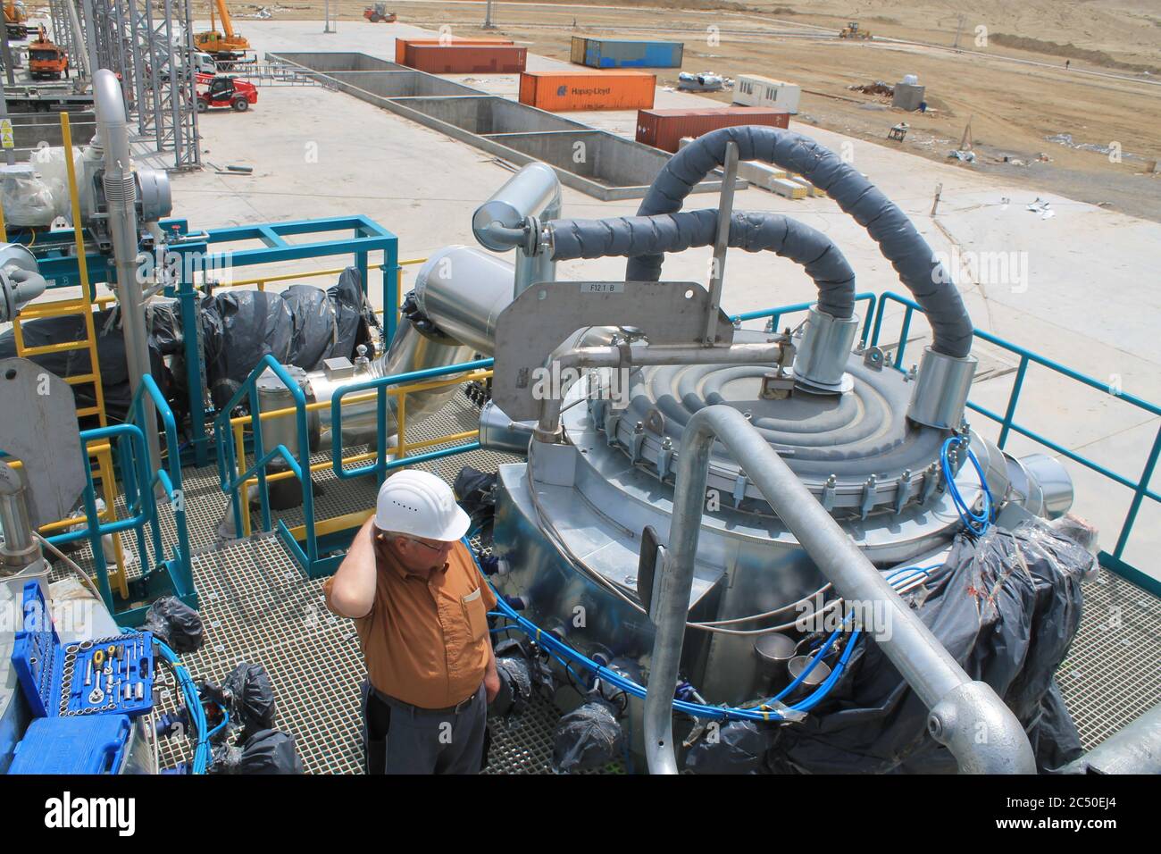 Oil pipes in a petrochemical plant during the production of oil and gas ...